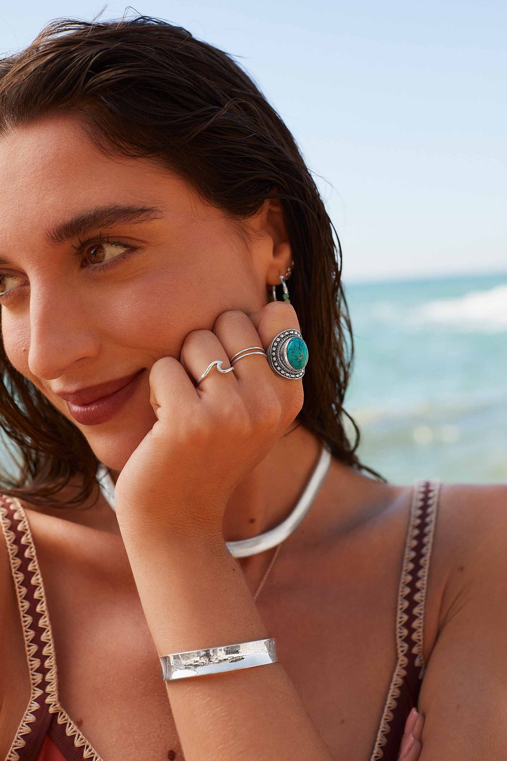 Silver Wave Ring | LAHAR RING | San Saru Shop