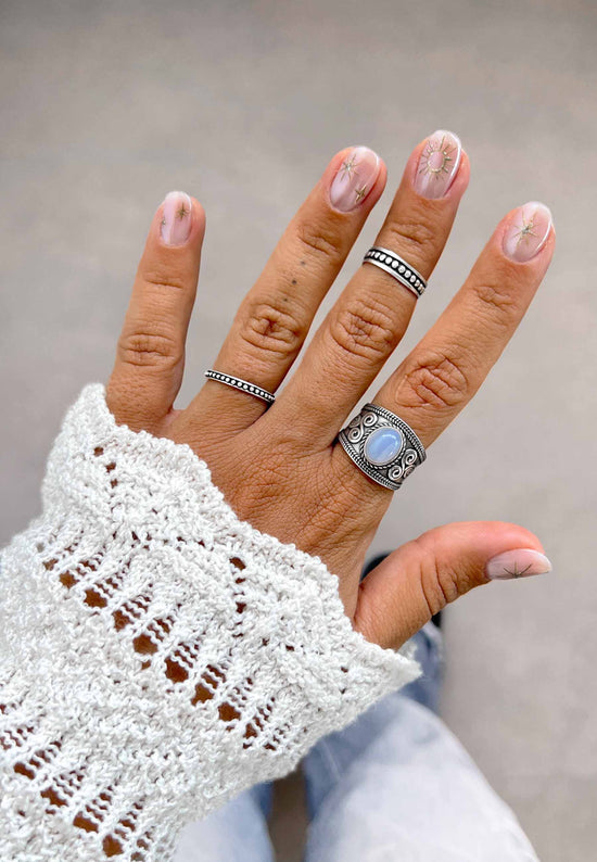 ANK RING | Midi Ring with Silver Dots Design – San Saru